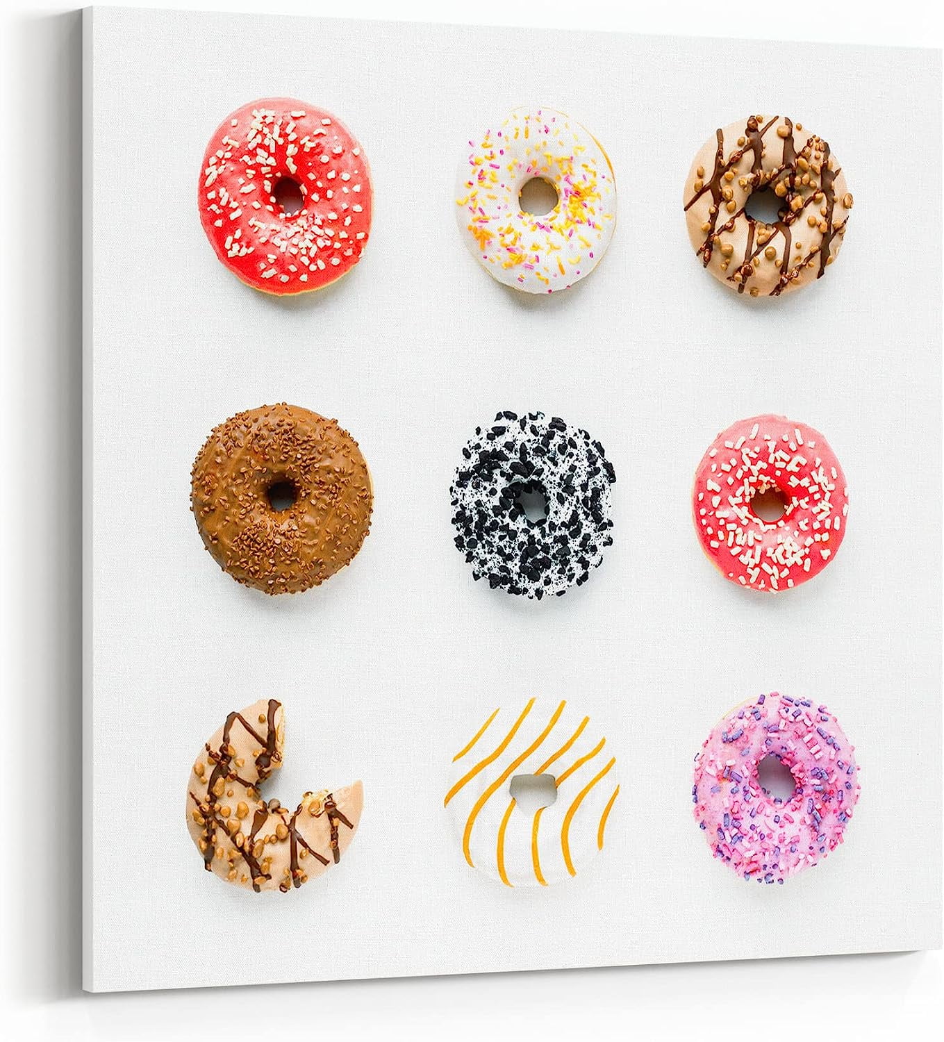 Donuts Photography Art White Background, Kitchen Decoration Painting ...