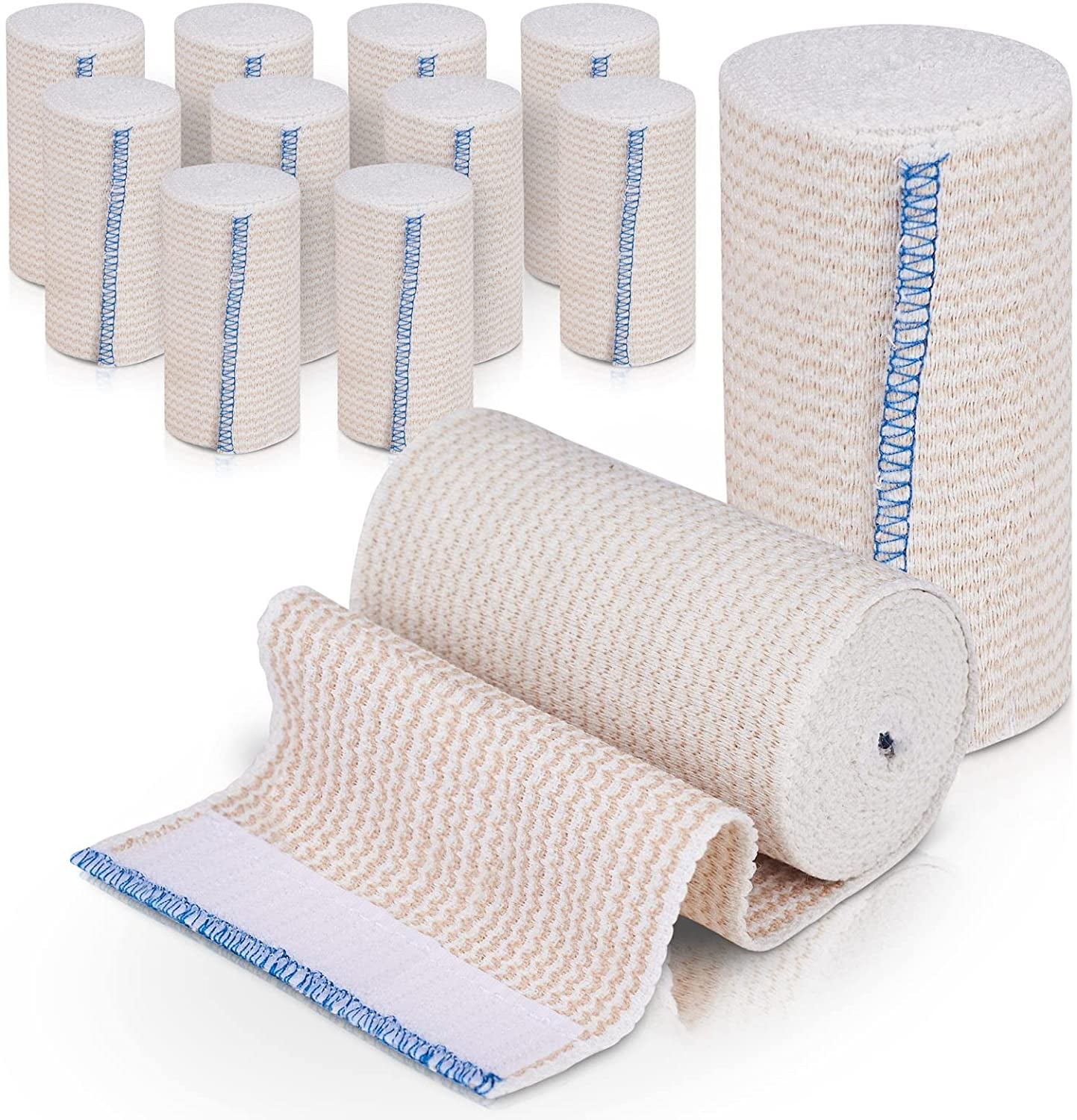 Gt Usa Organic Cotton Elastic Bandage Wrap 4 Wide 12 Pack Hook And Loop Fasteners At Both