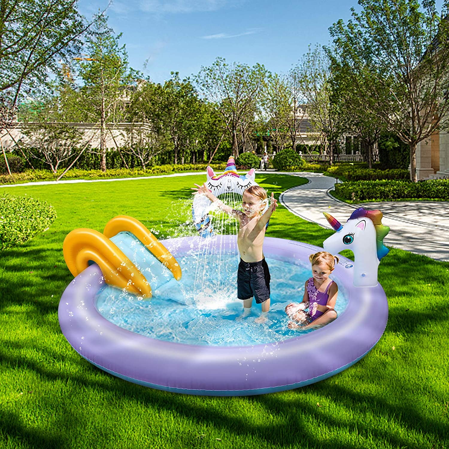 Click here for ‎kidcheer Kidcheer Kiddie Pool With Slide Unicorn... prices