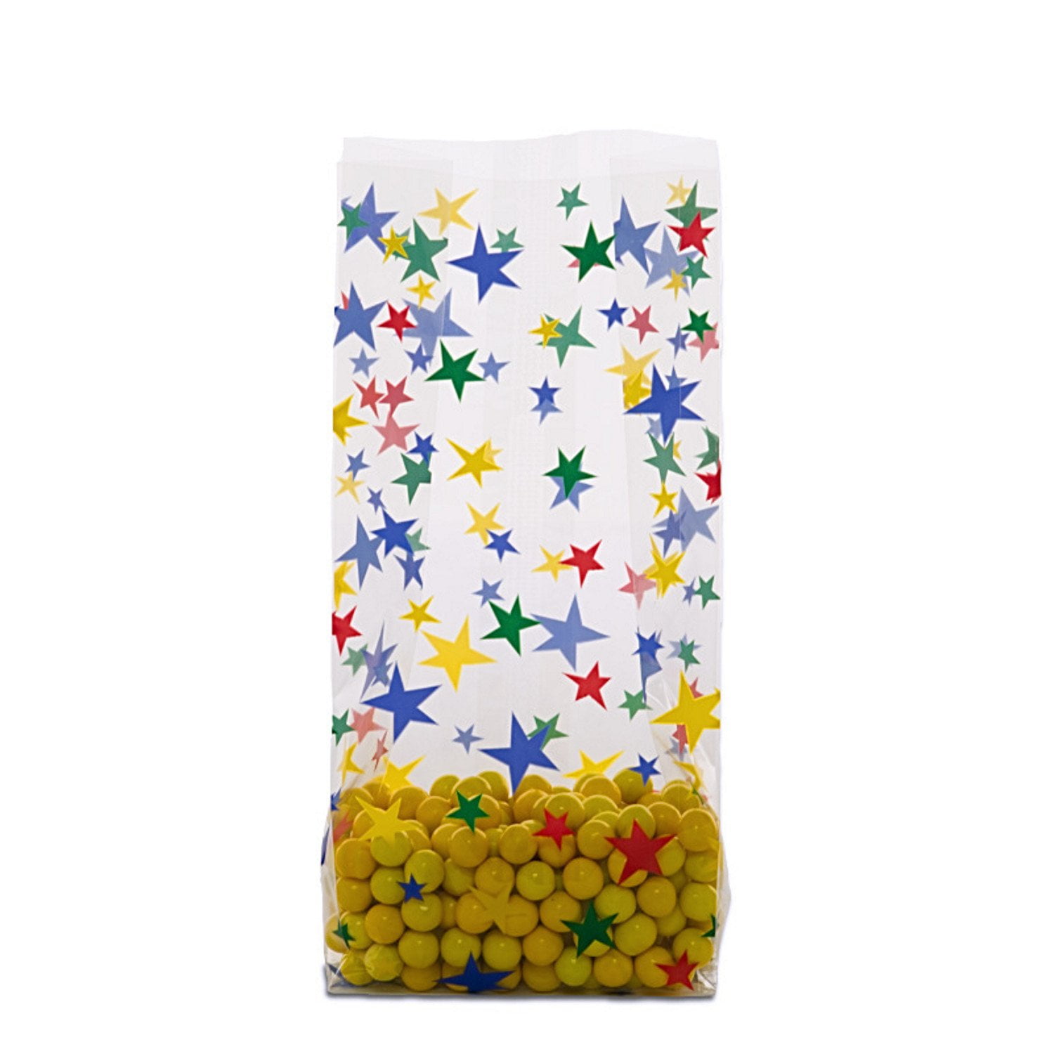 Festive Stars Cellophane Favor Bags - 7.5in. x 3.5in. x 2in. - 20 Pack ...
