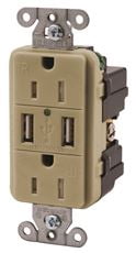 Hubbell Tamper Resistant Usb Charger Duplex Receptacle, 15 Amp, Ivory ...
