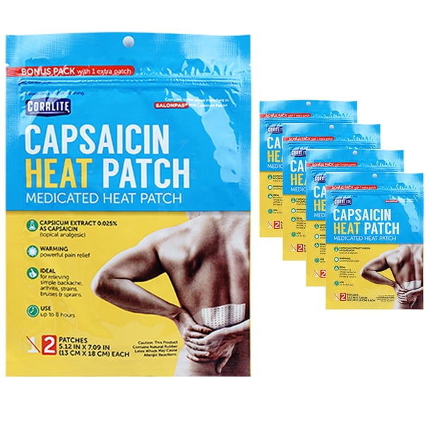 4x Capsaicin Heat Patches Topical Analgesic Medicated Back Arthritis ...