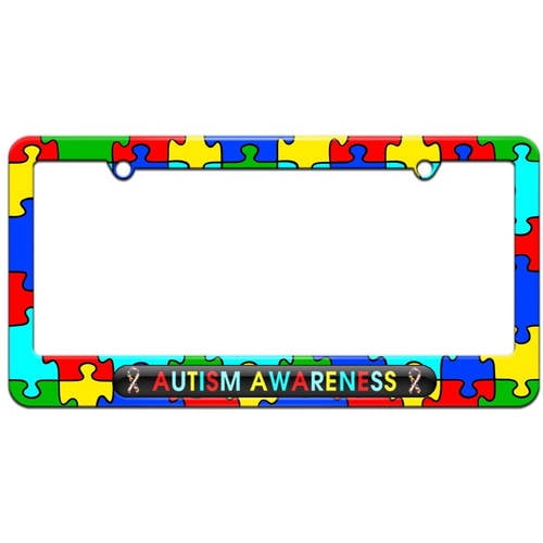 Autism Awareness, Puzzle Ribbons License Plate Tag Frame, Multiple ...
