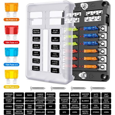 Blue Sea Systems 5032 ST Blade Fuse Block Dual 12 with Ground and Cover ...