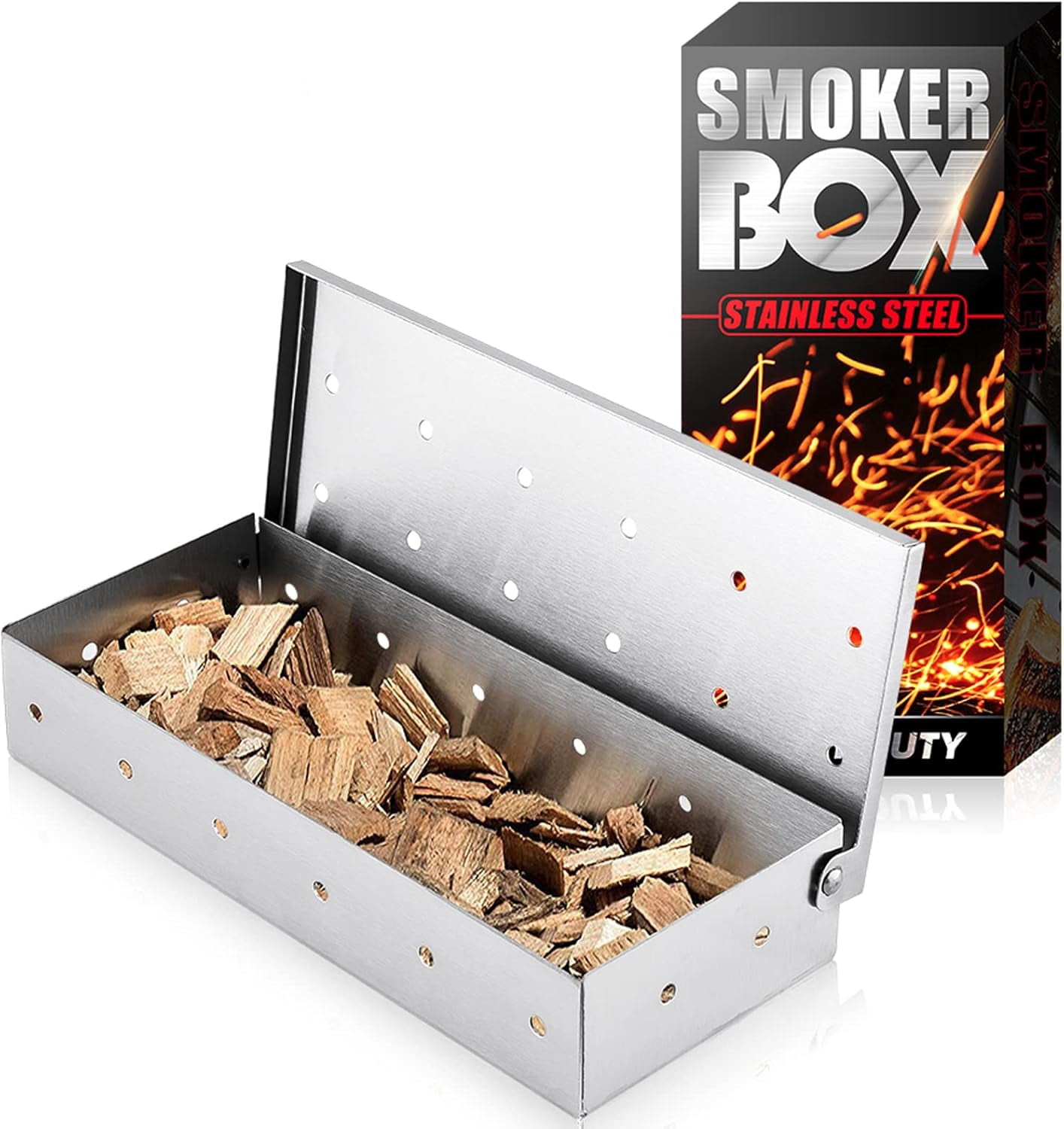 SHIQI-Smoker Box for Gas Grilling - Wood Chip Smoker Box for Charcoal ...