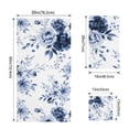 Blue Floral Art Towel Set of 3, Soft Microfiber Bath Towels, Hand Towel ...