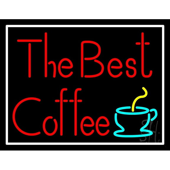 Red Coffee Mug LED Neon Sign 13 x 32 - inches, Black Square Cut Acrylic ...