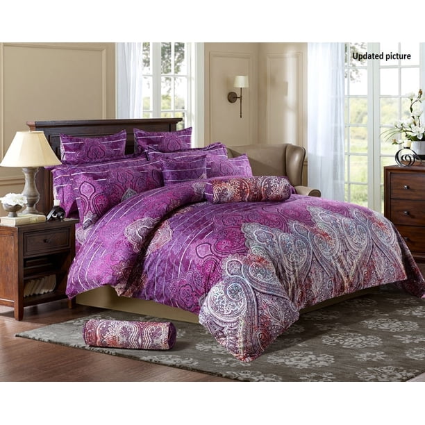 Swanson Beddings Purple Paisley 3-Piece Duvet Bedding Set: Duvet Cover ...