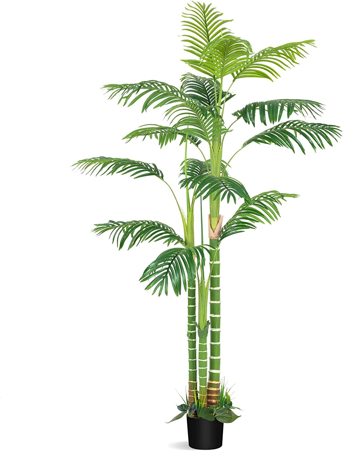 Artificial Palm Tree, 6.9 Feet Fake Tropical Palm Plant with 3 Trunks ...