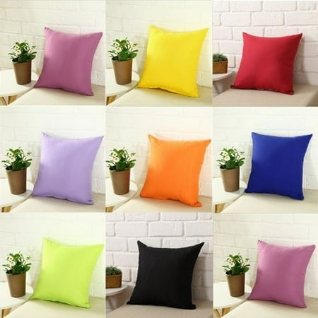 Plain Solid Color Throw Pillow Case Home Sofa Linen Cotton Cushion ...