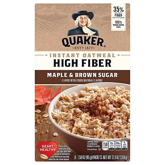 Quaker Instant Oatmeal, Maple and Brown Sugar, High Fiber, 8 Count ...