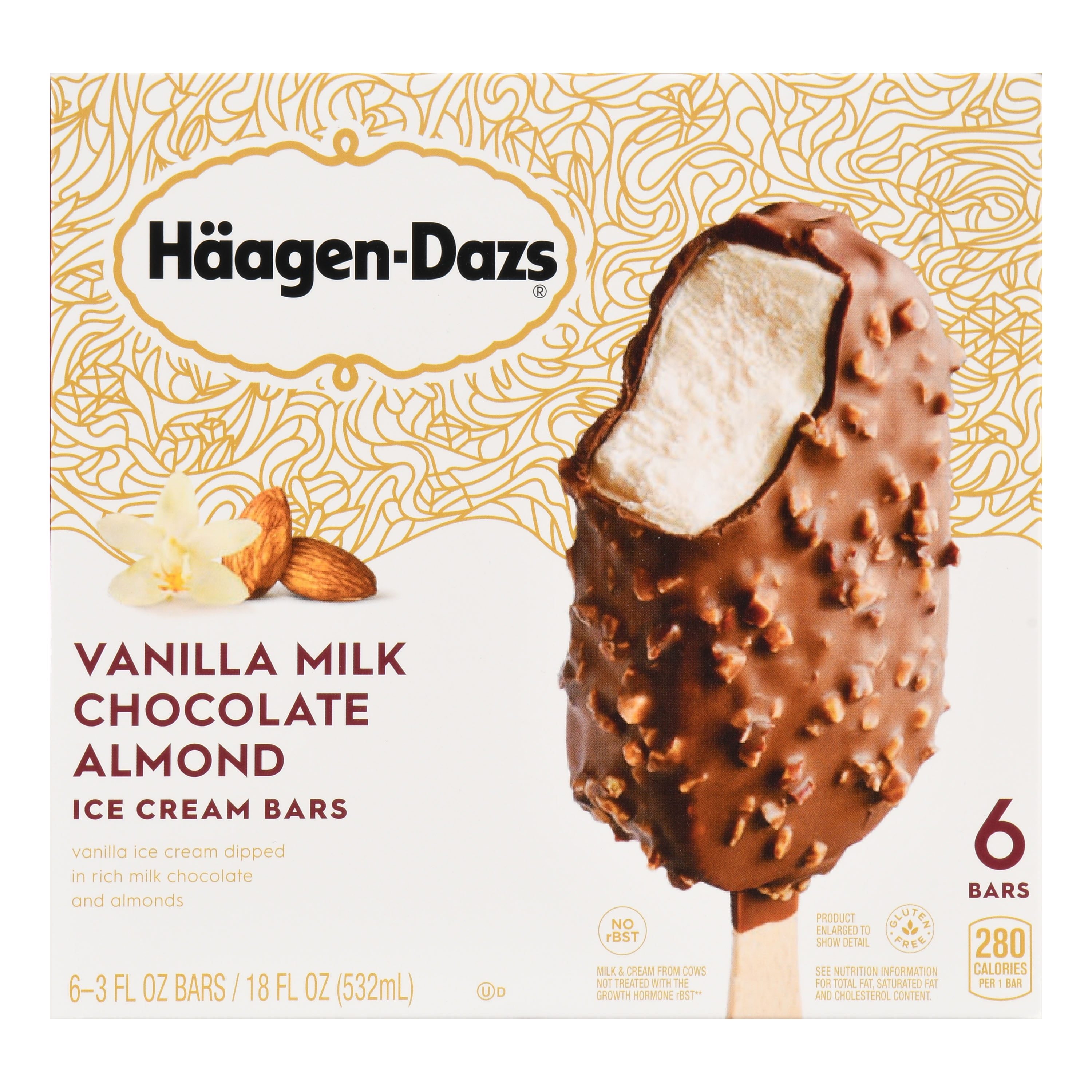 Haagen Dazs Vanilla Milk Chocolate Almond Ice Cream Bars 6 Ct Box