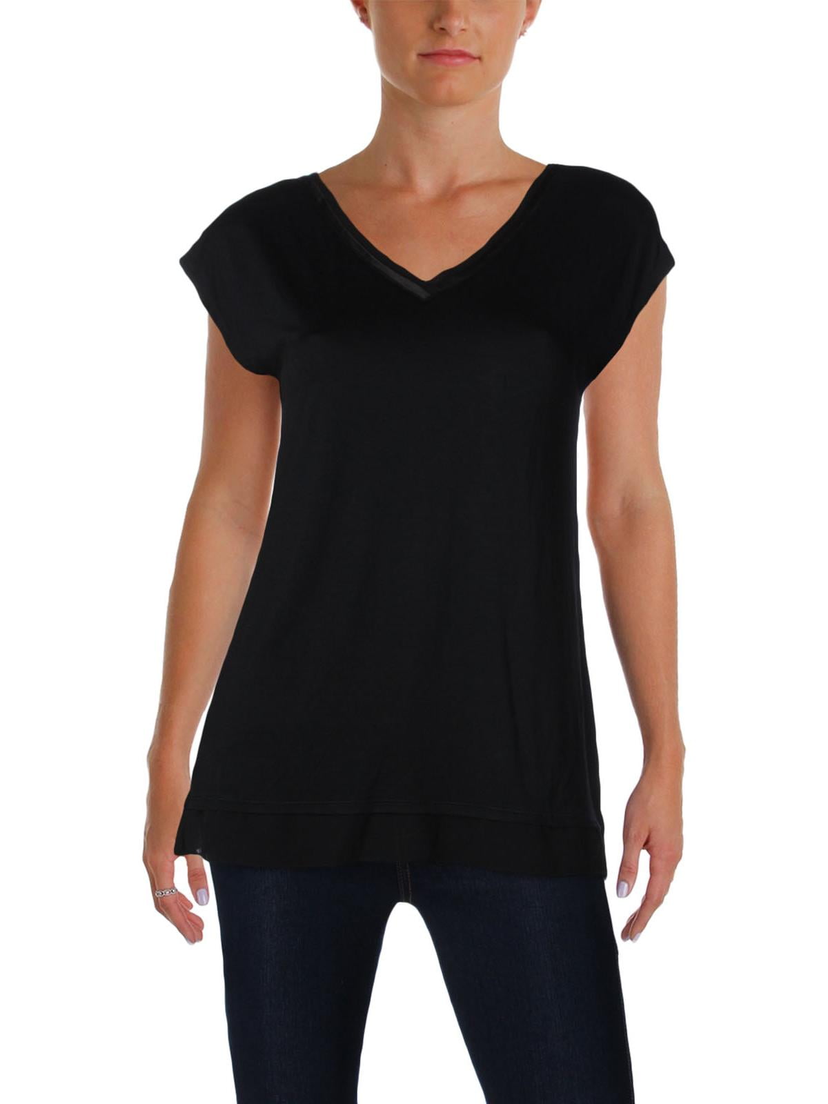 Marled Essentials Womens Double-V Illusion Casual Top Black S - Walmart.com