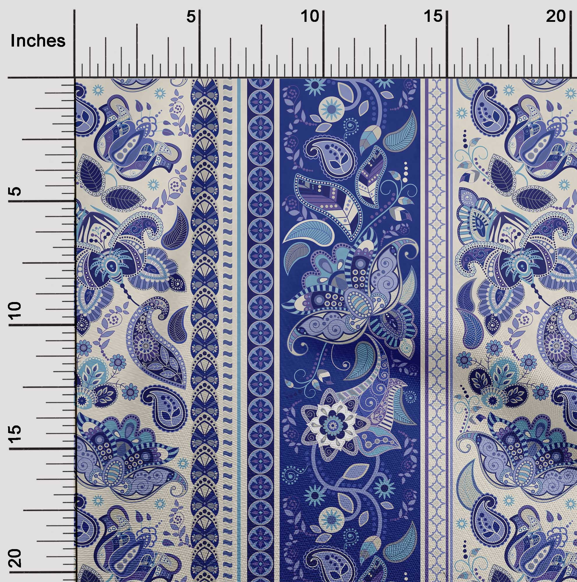 oneOone Viscose Chiffon Royal Blue Fabric Stripe,Floral & Paisley Diy ...