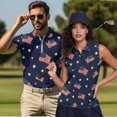 Aplkyhs American Flag Star Matching Golf Shirts for Couple Lightweight ...
