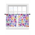 Colorful Flowers Sheer Curtains 54 Inch Length 2 Panels Set for Living ...