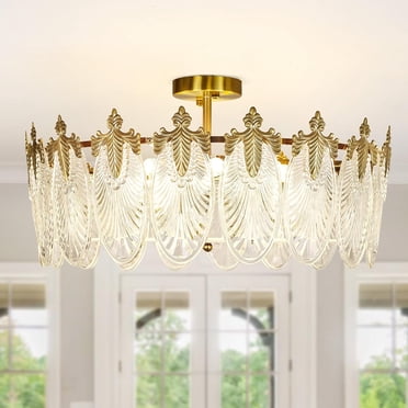 Depuley 9 Light Luxury Gold Crystal Chandelier Modern Flush Mount ...