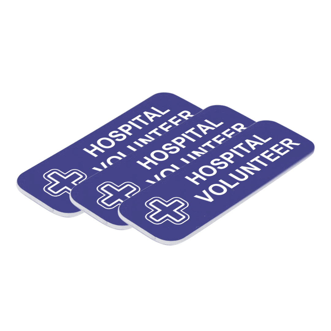 Hospital Volunteer 1 x 3" Name Tag/Badge, Blue, (3 Pack) - Walmart.com
