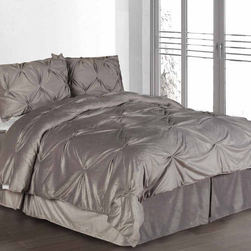 Pintuck Plush Microfiber 4-Piece Complete Comforter Set - Walmart.com