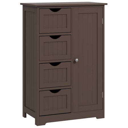 kleankin Bathroom Storage Cabinet with 4 Drawers and Adjustable Shelf ...