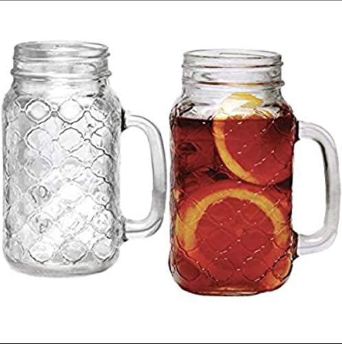 Sets of 4 Mason Jar 24oz Mugs with Glass Handles, - Walmart.com