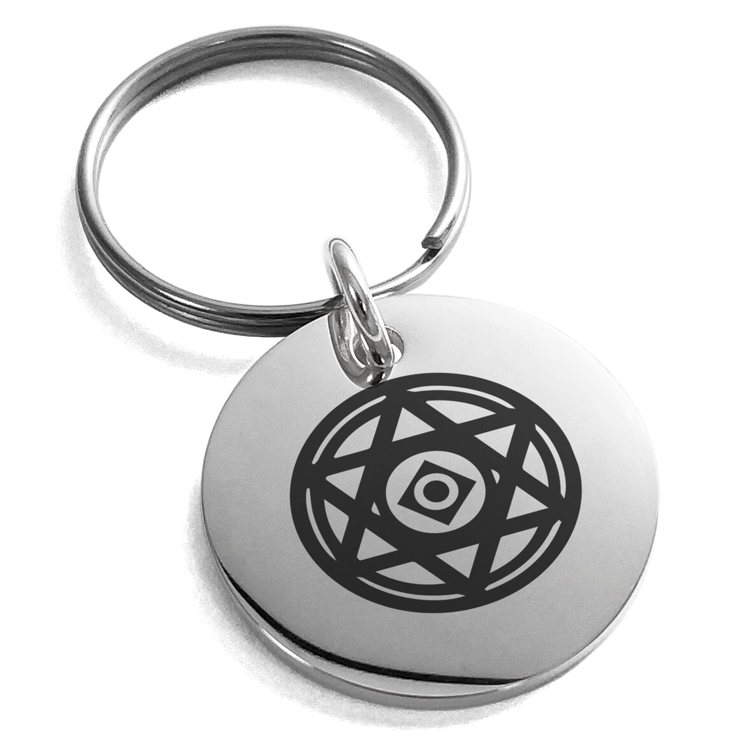 Stainless Steel Conjuration Magic Rune Engraved Small Medallion Circle ...