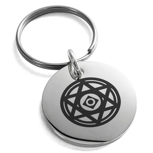 Stainless Steel Conjuration Magic Rune Engraved Small Medallion Circle ...