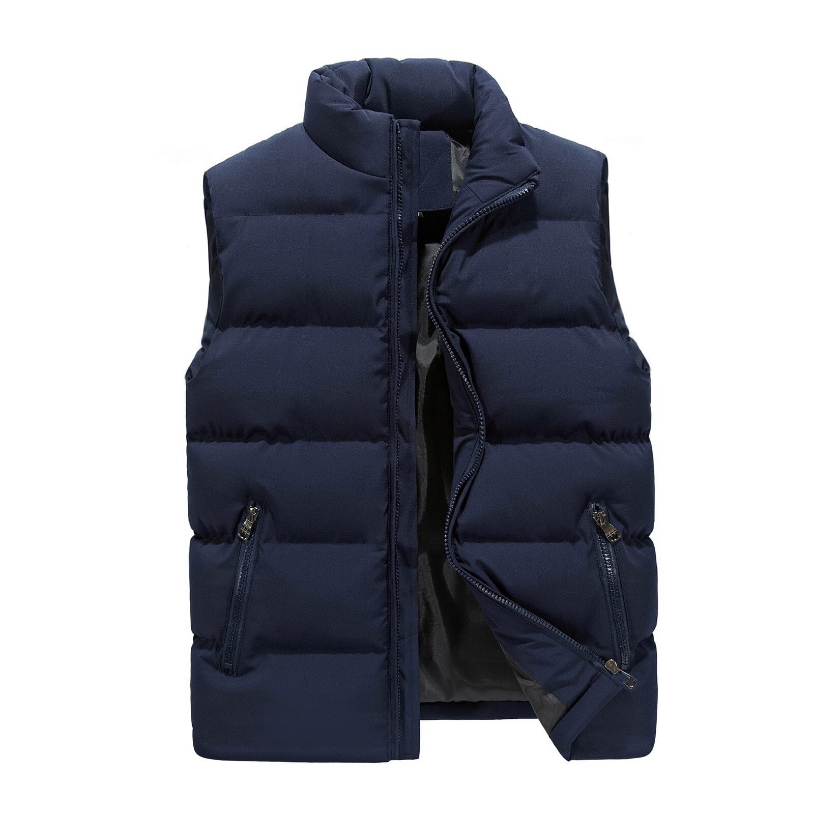 Men's Outerwear Puffer Vest Winter Casual Stand Collar Quilted ...