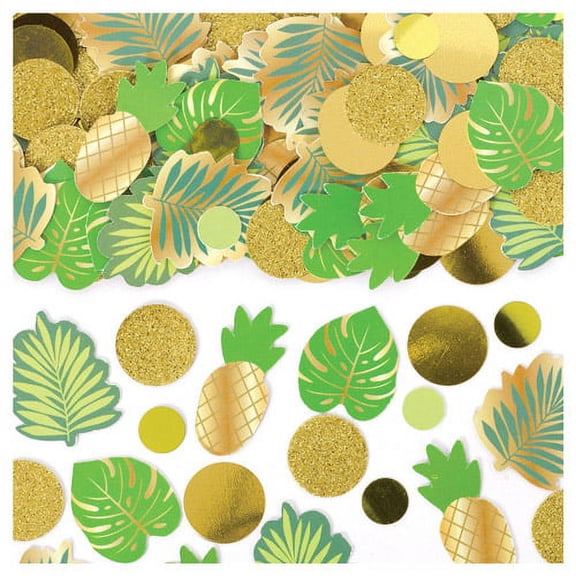 Aloha 60 Cake Topper, Gold Green Glitter Cardstock Pineapple Coconut ...