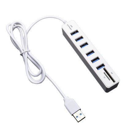 Micro USB Hub 6 Ports 2.0 Multi USB Ports Combo TF Card Reader Hub USB ...