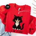 Teeso Funny Cat Sweatshirt, I’m Fine Cat Sweatshirt, Grumpy Cat Gift ...
