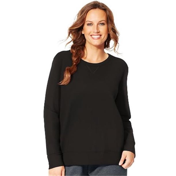Just My Size Womens Plus-Size V-Notch Sweatshirt, Ebony, 20W/2XL ...