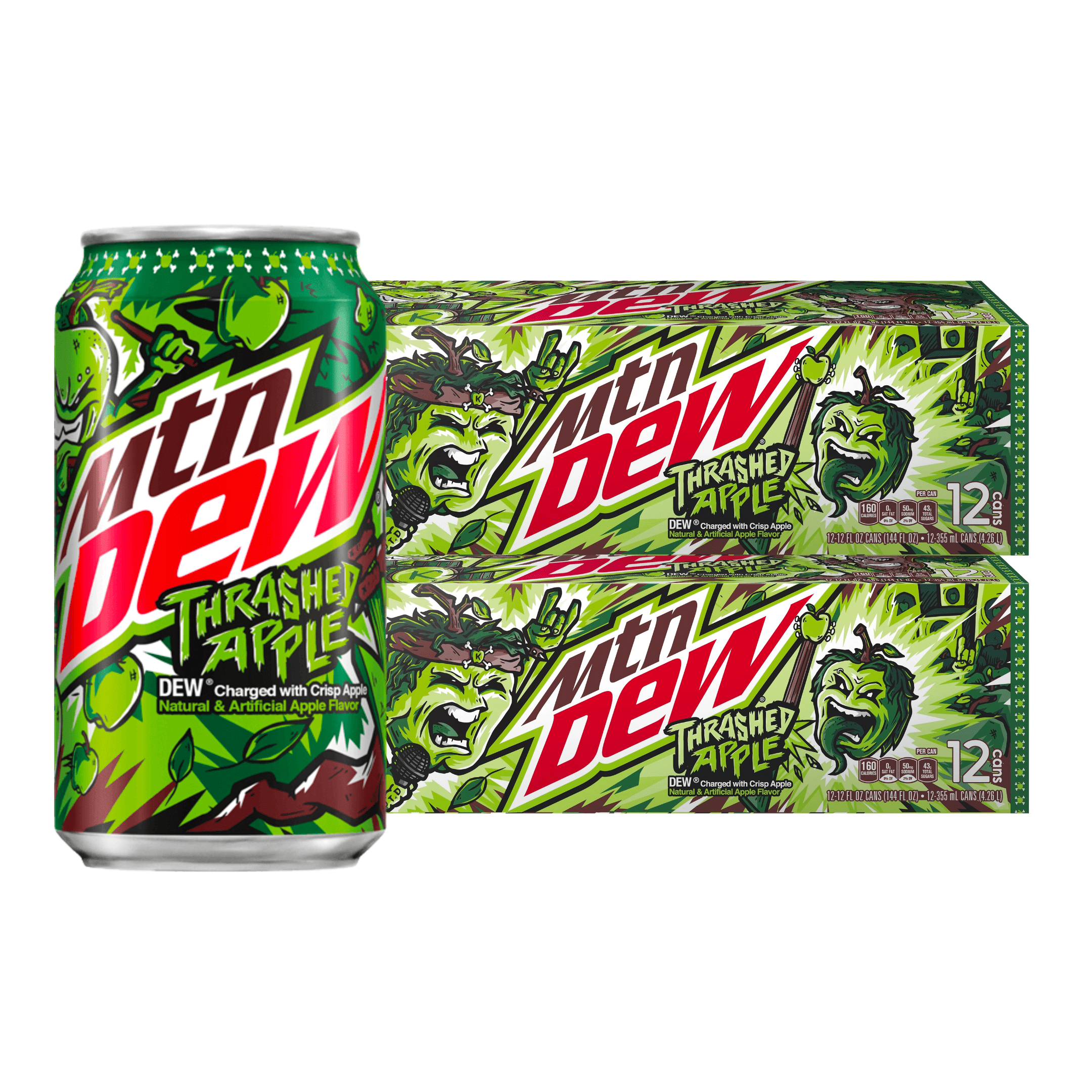 Mountain Dew Thrashed Apple Soda Soft Drink Pop, 24 Pack Cans - Walmart.com