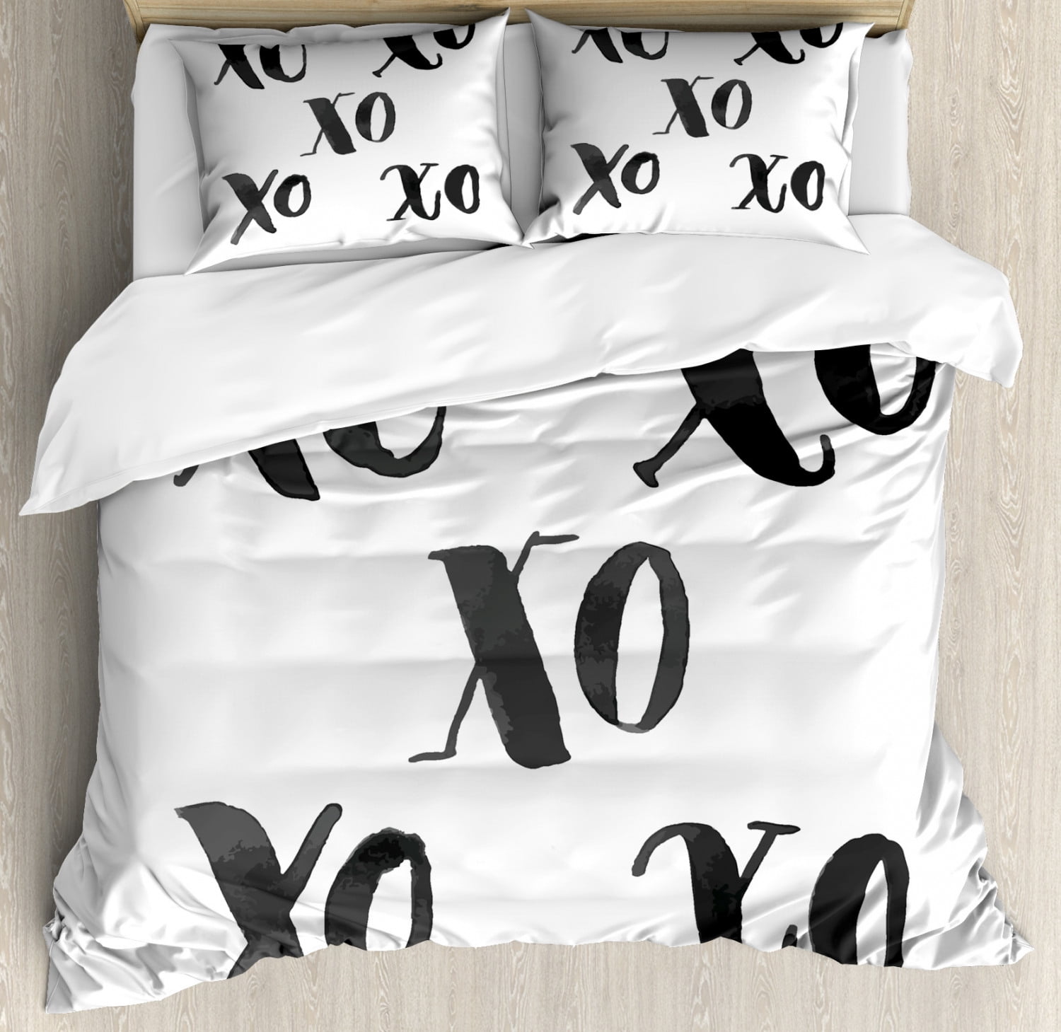 Xo Duvet Cover Set Queen Size, Hugs and Kisses Letters Written Classic ...