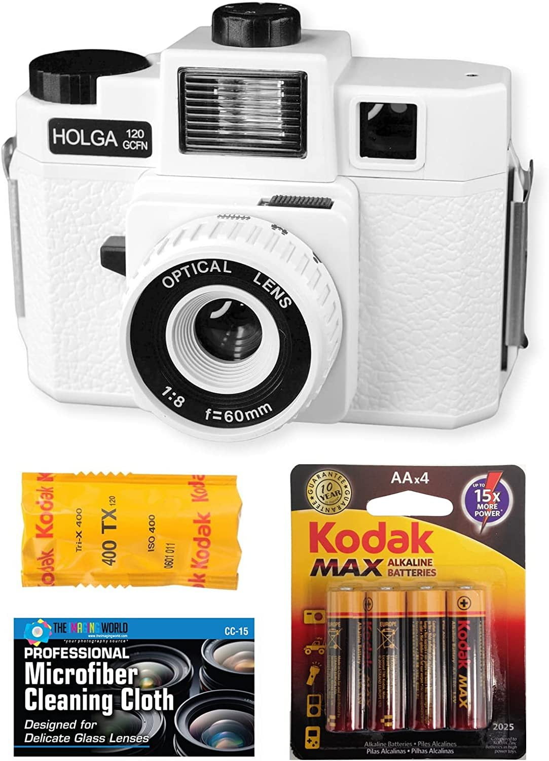 Holga 120GCFN White Medium Format Film Camera with Built-in Flash with ...
