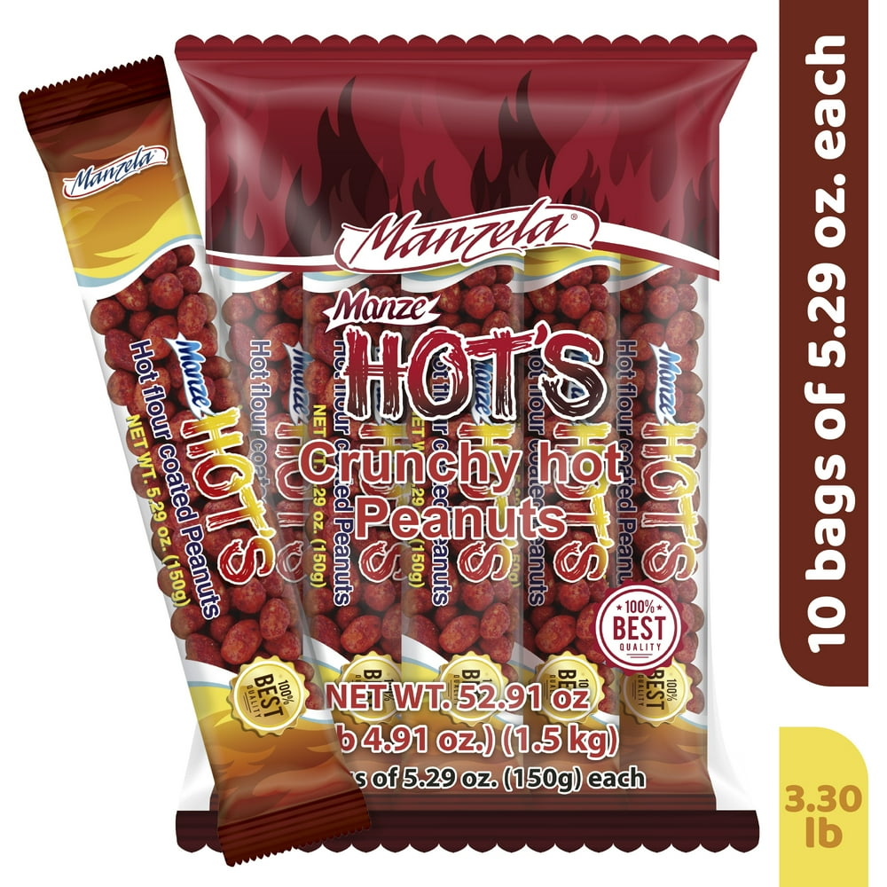 Manzela "Manzehot's" 10 Count-Hot Spicy Peanuts of 150g/5.29oz ...