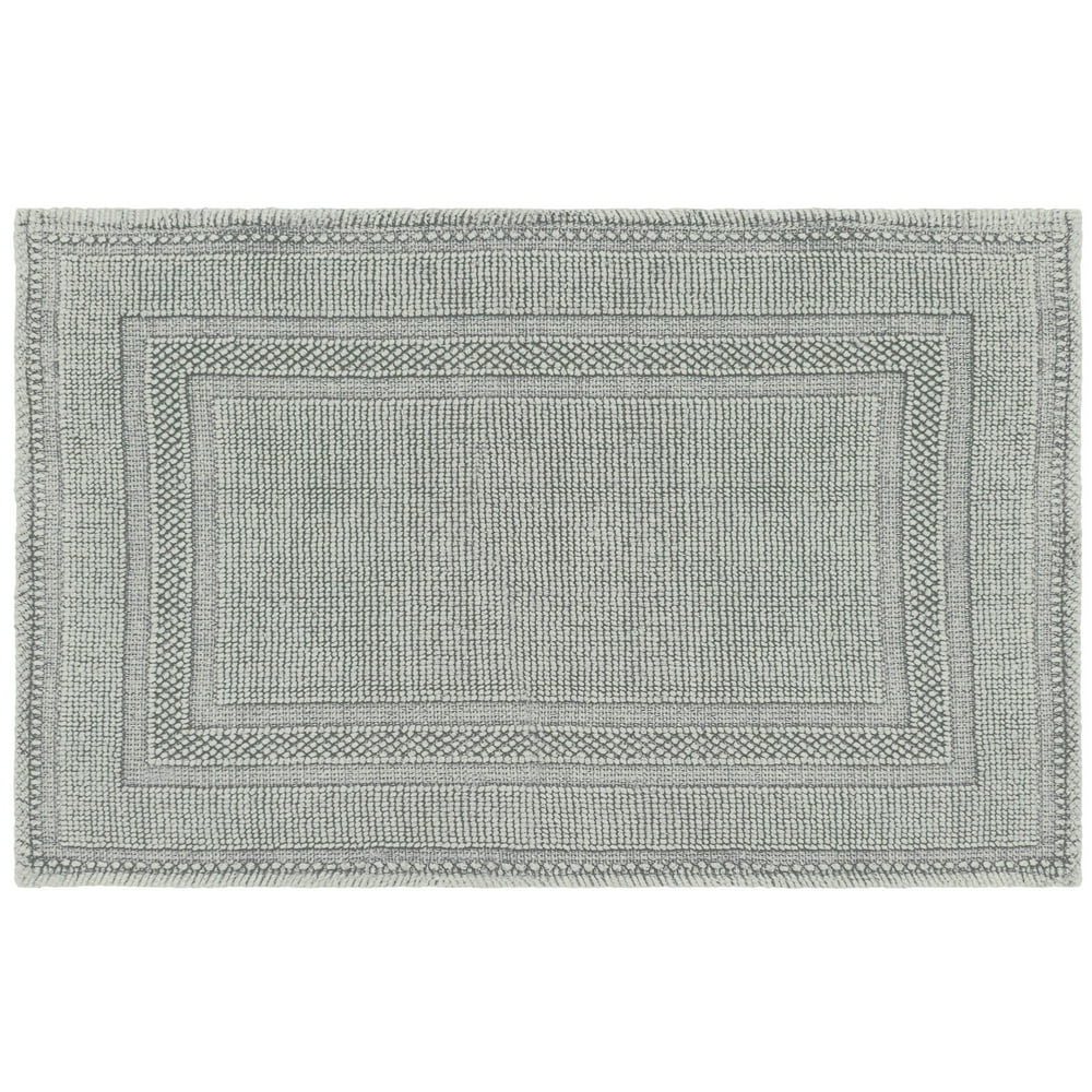 Jean Pierre Cotton Stonewash Racetrack 21x34 in. Bath Rug, Gray Blue ...