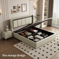 SWQQWEI Upholstered Bed Frame Queen,Pneumatic Bed,with Storage Space ...