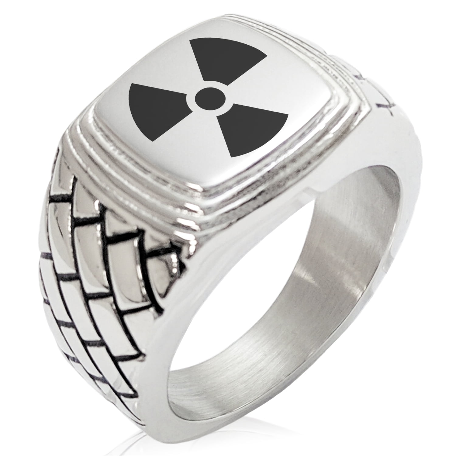 Stainless Steel Radioactive Geometric Pattern Step-Down Biker Style ...