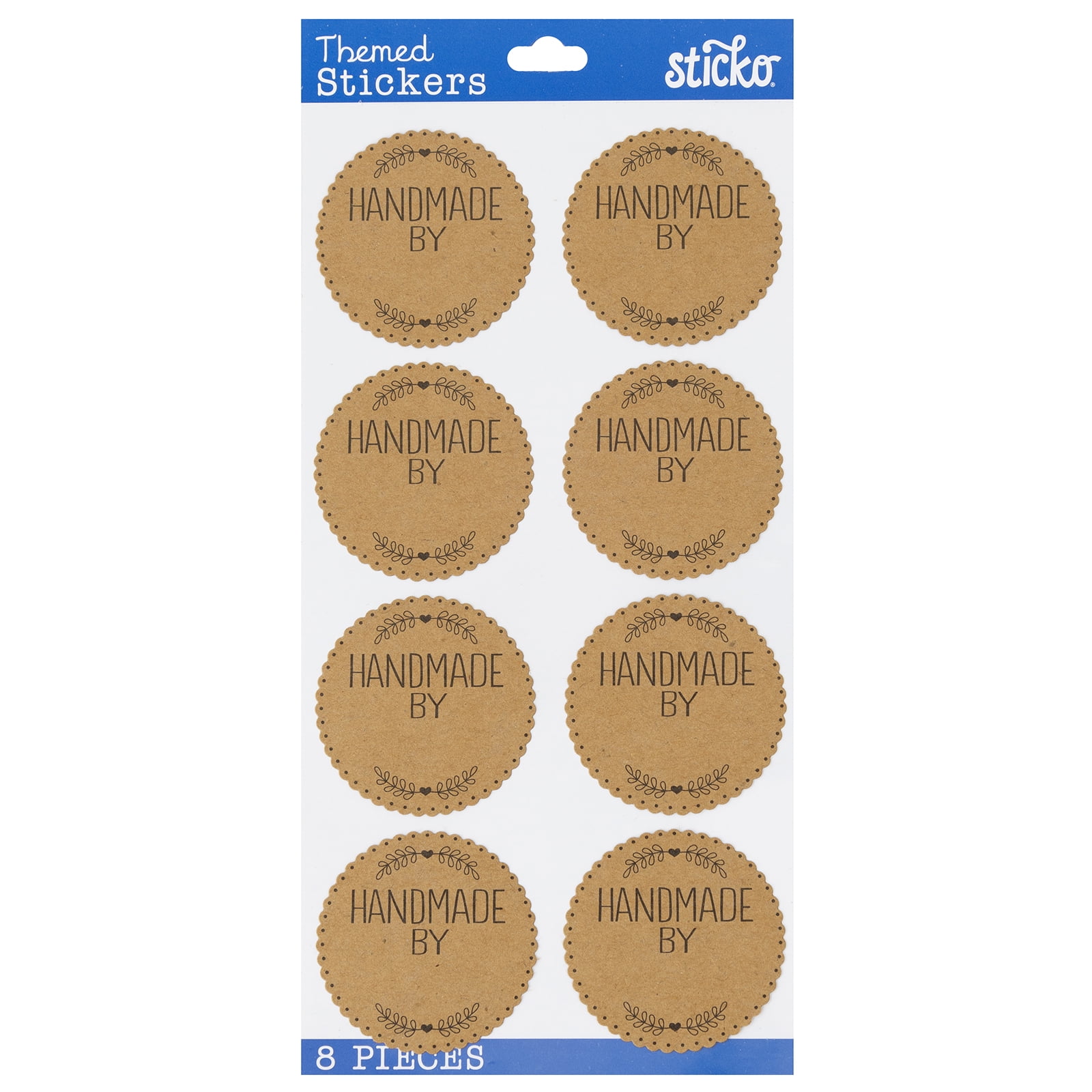 Sticko Brown Solid "Handmade by" 4x7 Paper Stickers, 8 Piece - Walmart.com