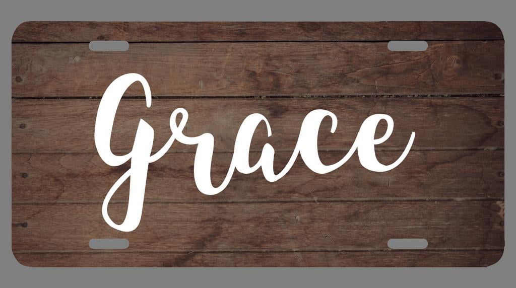 Grace Name Wood Style License Plate Tag Vanity Novelty Metal | UV ...