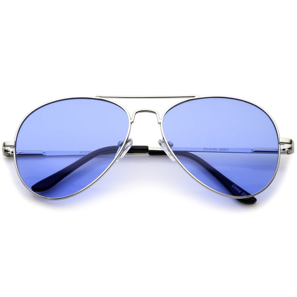 Classic Metal Frame Colored Teardrop Lens Aviator Sunglasses 57mm ...