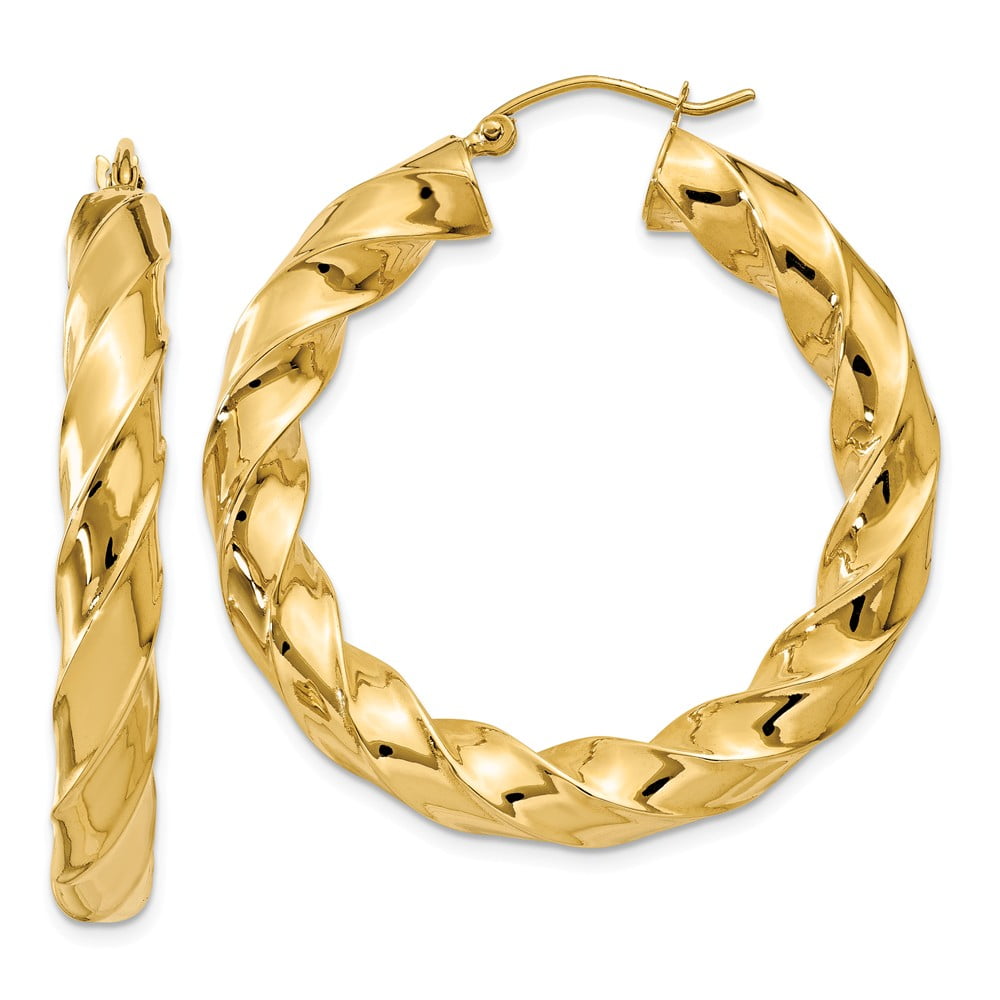 14k Polished 5.0mm Twisted Hoop Earrings - Walmart.com