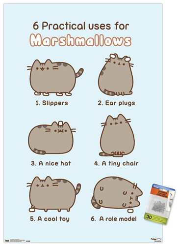 Pusheen - Marshmallow Wall Poster with Push Pins, 22.375" x 34 ...