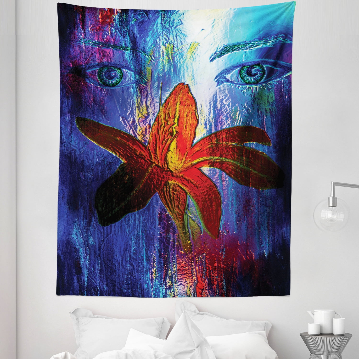 Women Tapestry, Abstract Surreal Composition of Lady Eyes and ...