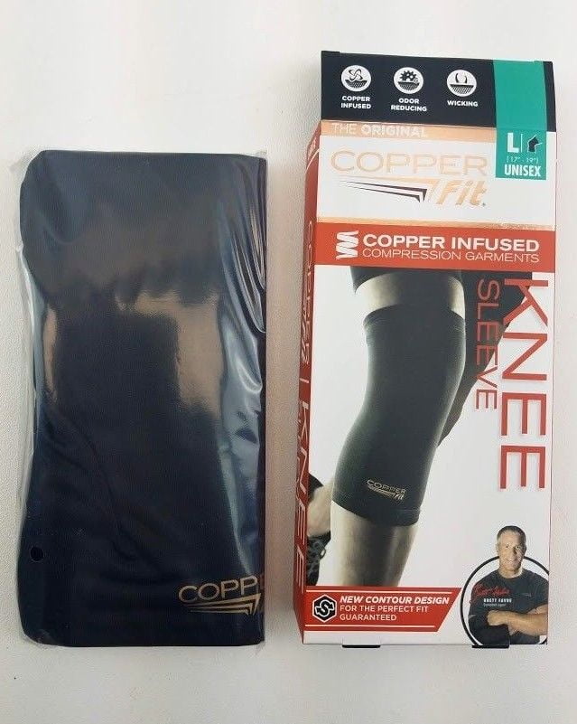 Copper Fit Compression Knee Sleeve Black with Copper Logo Tommie (Large ...