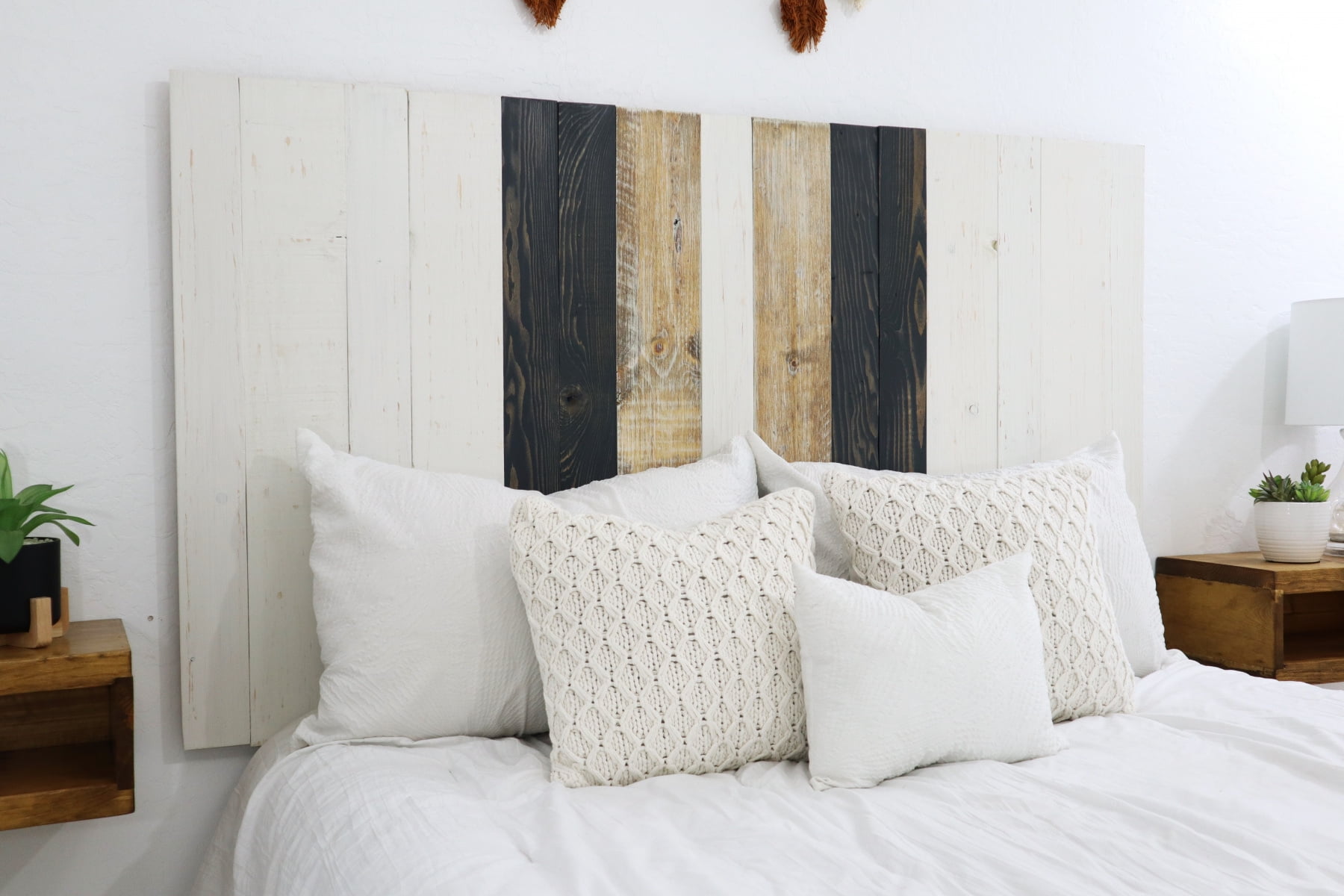 Barn Walls Gray Satin Sash Design, Multicolored, Solid Wood Headboard ...