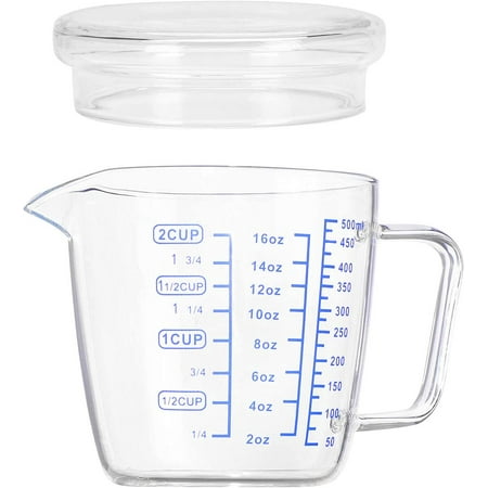 Glass measuring cup with lid heat-resistant scale mark cup borosilicate ...