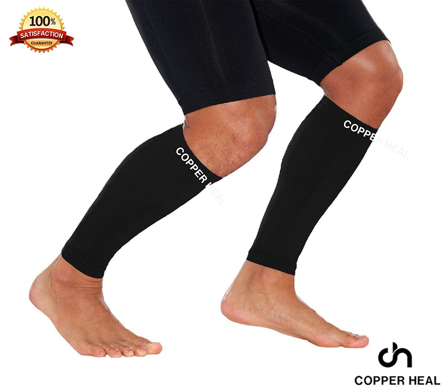 Calf Copper Compression Sleeves by Copper Heal (1 Pair) for Exercise ...