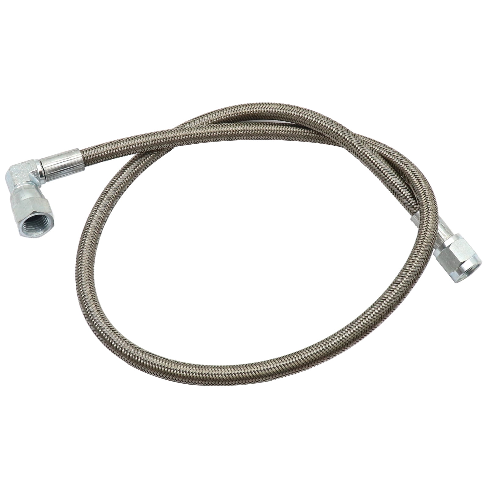 SecosAutoparts Turbo Oil Feed Line 24" Steel Braided -4 -4AN 90 Degree ...